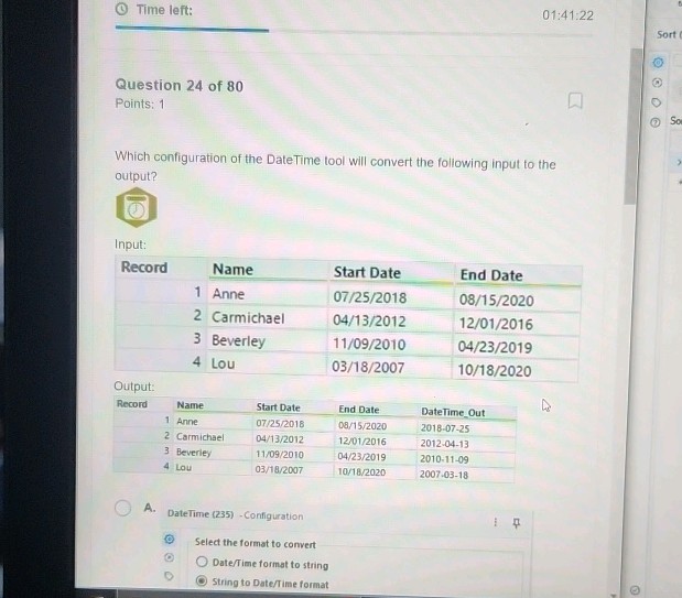 Time left 014122 Question 24 of 80 Points 1 | StudyX