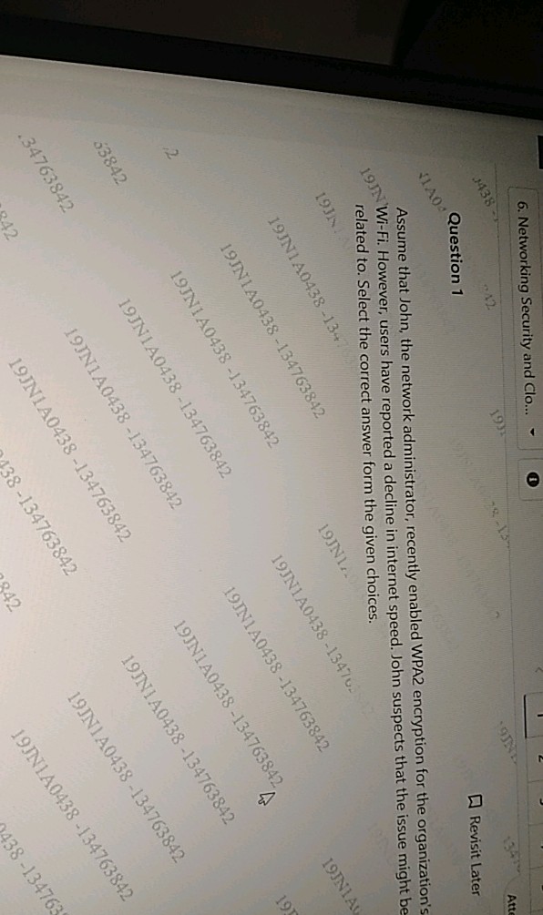 6 Networking Security and Clo Question 1 | StudyX