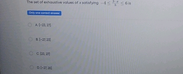 The set of exhaustive values of x | StudyX