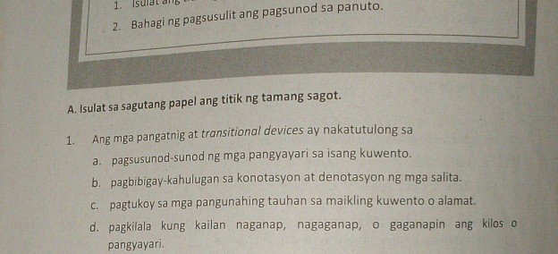 2 Bahagi ng pagsusulit ang pagsunod sa | StudyX