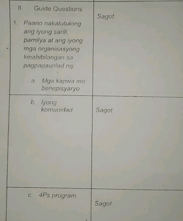 II Guide Questions 1 Paano nakatutulong ang | StudyX