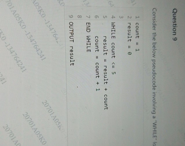 Question 9 Consider the below pseudocode | StudyX