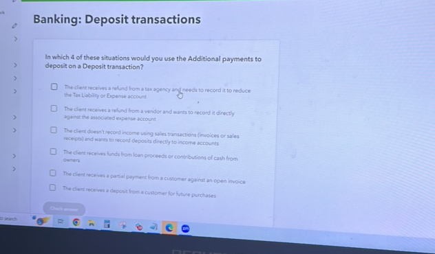 Banking Deposit transactions In which 4 of | StudyX