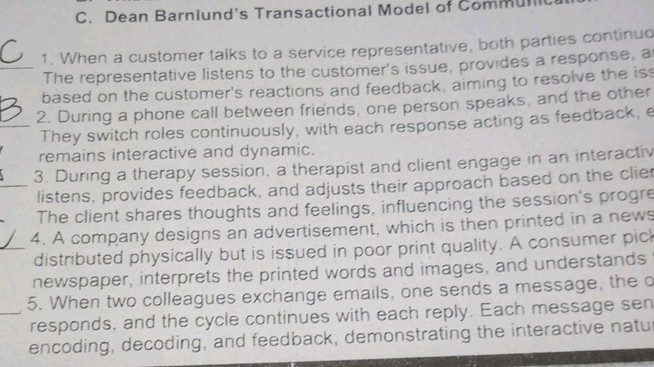 C Dean Barnlunds Transactional Model of C 1 | StudyX