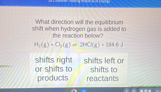 What direction will the equilibrium shift | StudyX