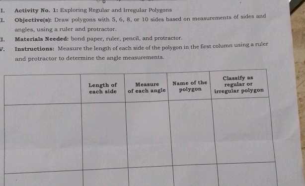 I Activity No 1 Exploring Regular and | StudyX