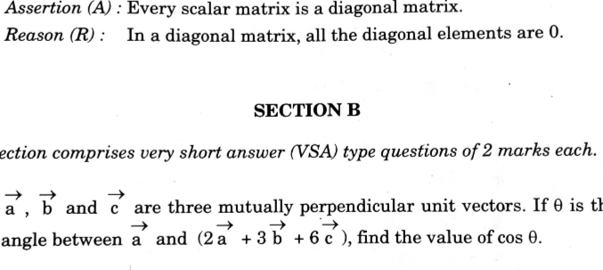 Assertion (A) Every scalar matrix is a | StudyX