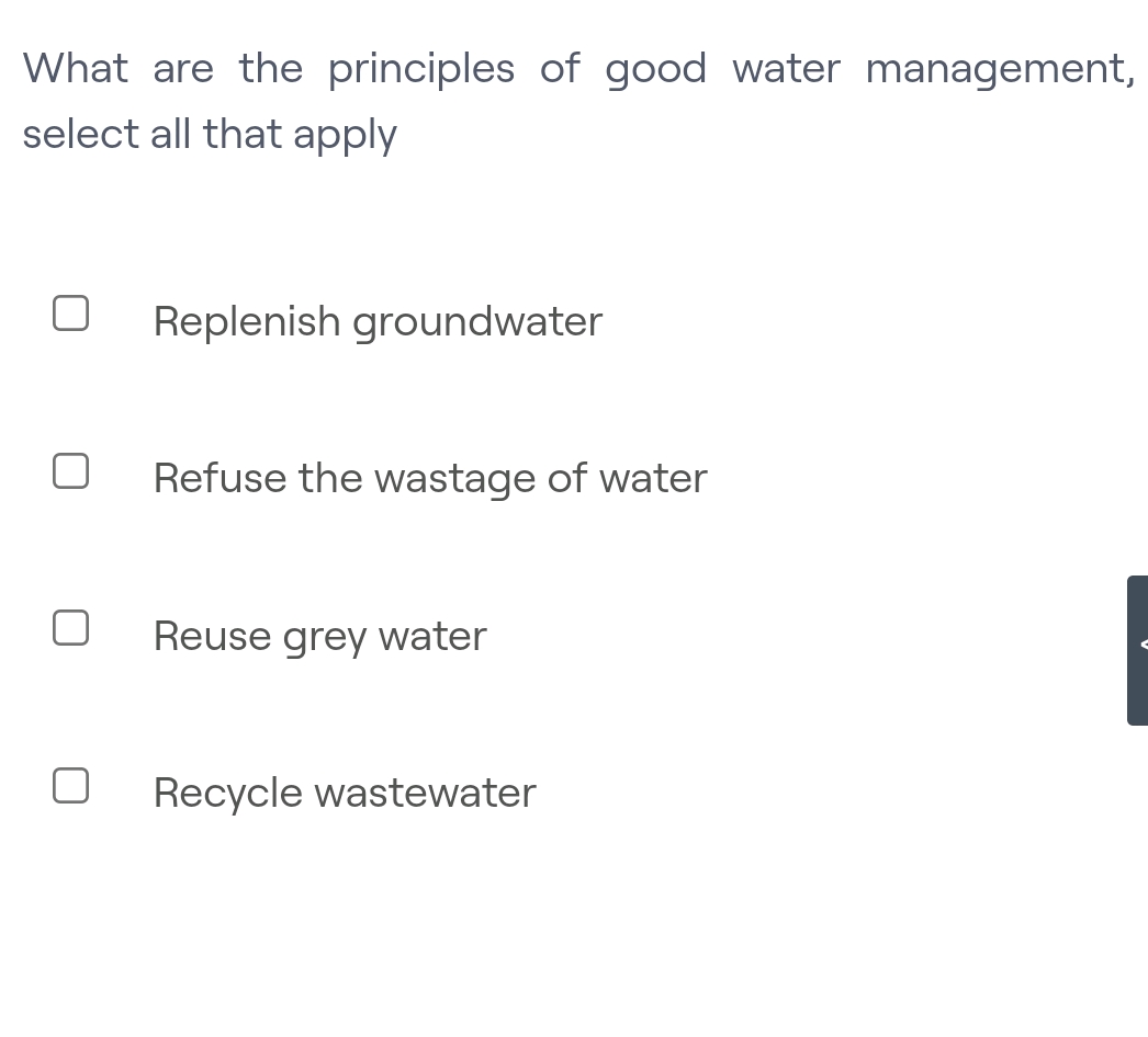 What are the principles of good water | StudyX
