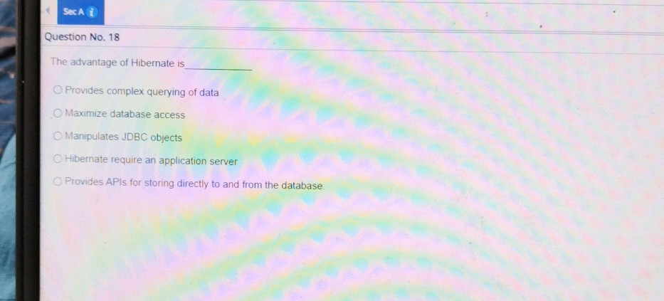 Sec A Question No 18 The advantage of | StudyX