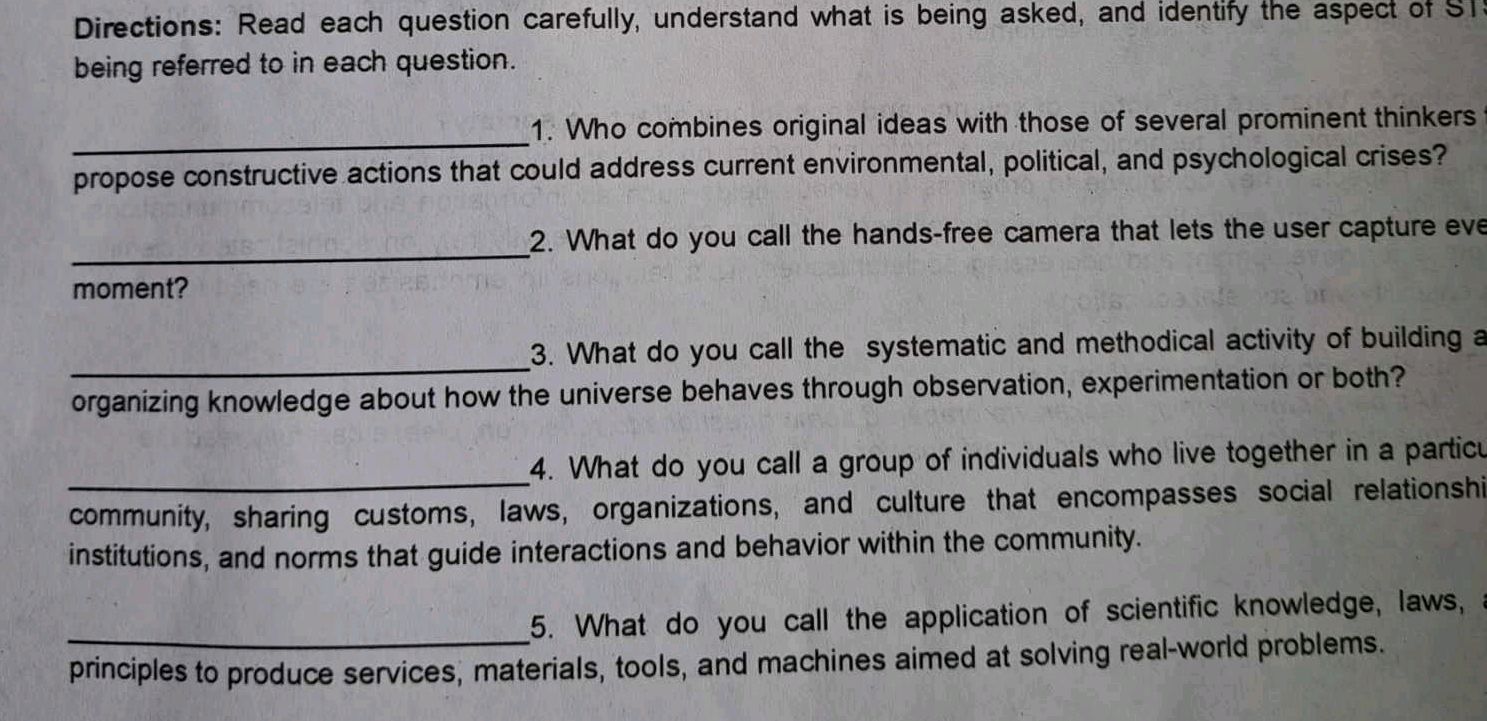 Directions Read each question carefully | StudyX