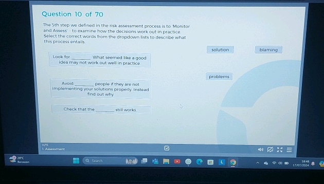 Question 10 of 70 The Sth step we defined | StudyX