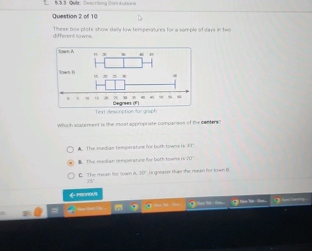 533 Quiz Describing Distributions Question | StudyX