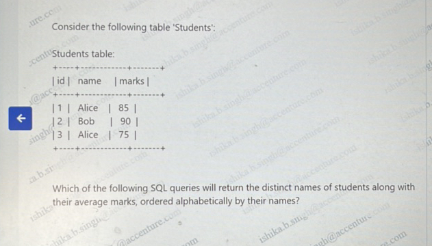 Consider the following table Students | StudyX