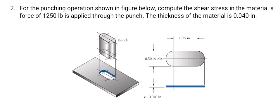 2 For the punching operation shown in | StudyX