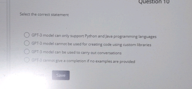 Select the correct statement GPT-3 model | StudyX