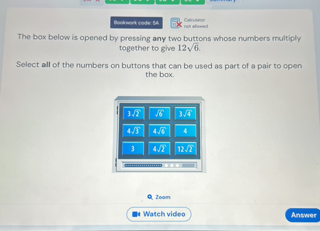 Bookwork code 5 A Calculator not allowed | StudyX