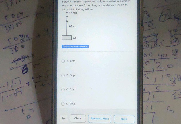 Force F=4 Mg is appled vertically upward at | StudyX