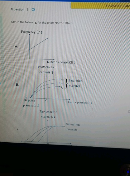 Question 7 Successtully signe Match the | StudyX