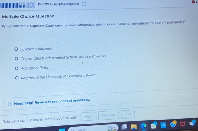 13 of 25 Concepts completed Multiple Cholce | StudyX