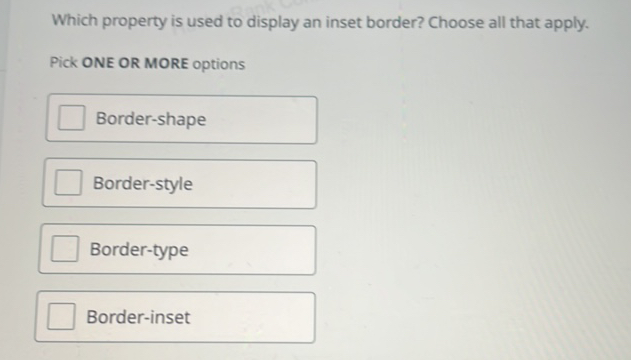 Which property is used to display an inset | StudyX
