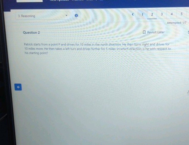 3 Reasoning 1 2 3 4 5 Attempted 1 / 7 | StudyX