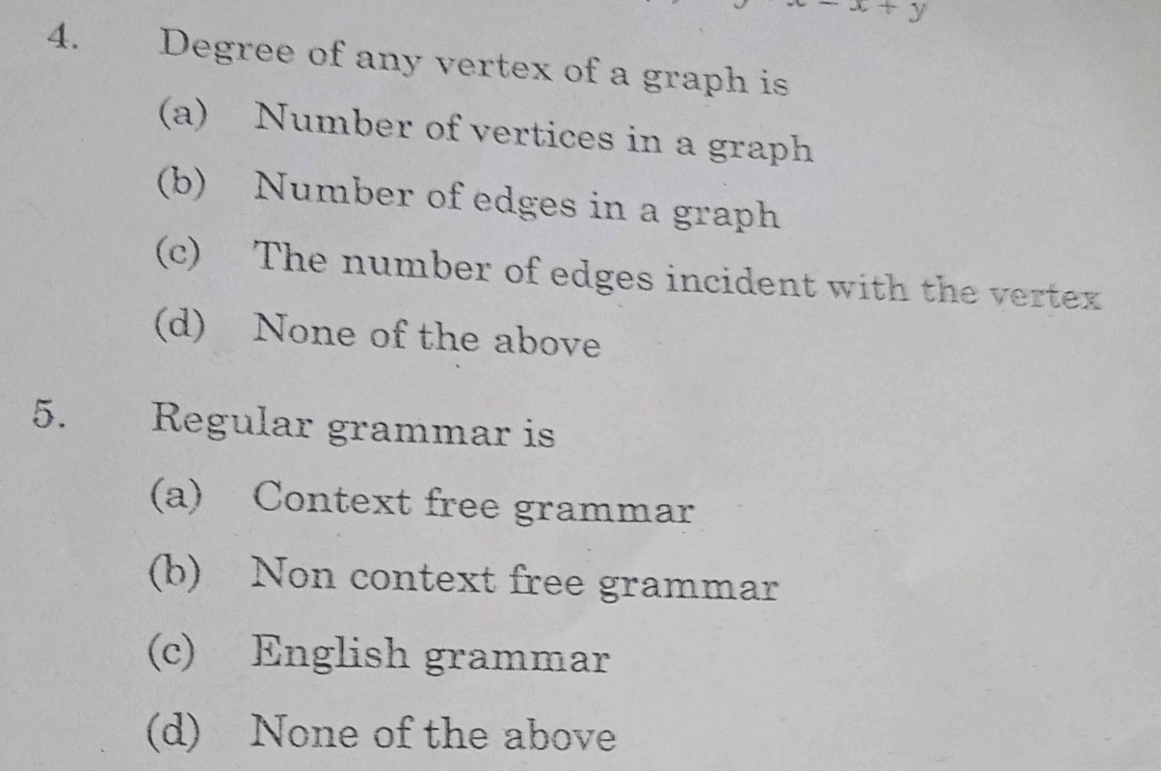4 Degree of any vertex of a graph is (a) | StudyX