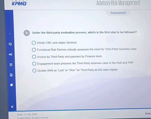 KPMG Advisory Risk Management Assessment | StudyX