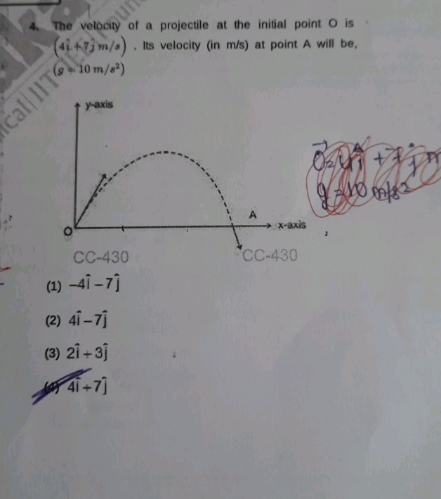 4 The velocity of a projectile at the | StudyX
