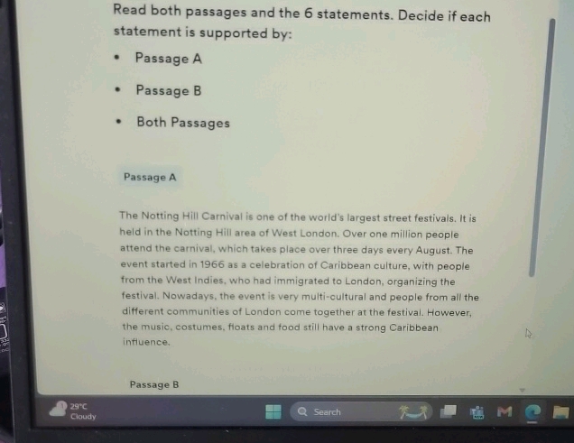 Read both passages and the 6 statements | StudyX