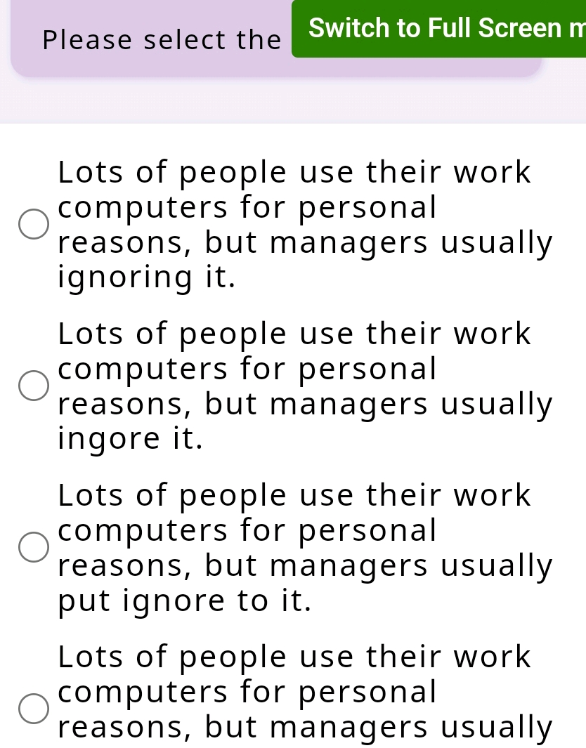 Please select the Switch to Full Screen n | StudyX