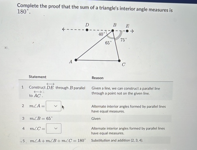 Complete the proof that the sum of a | StudyX