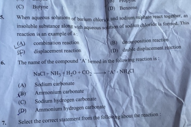 (C) Butyne (D) Benzene 5 When aqueous | StudyX
