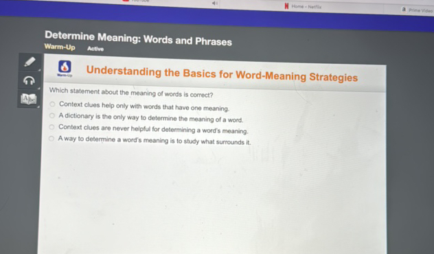 Determine Meaning Words and Phrases Warm-Up