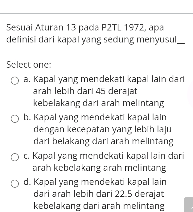 Sesuai Aturan 13 pada P2TL 1972 apa | StudyX