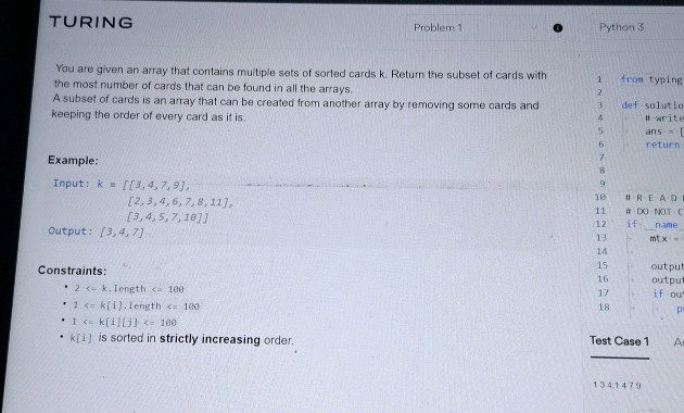 TURING Problem 1 Python 3 You are given an | StudyX