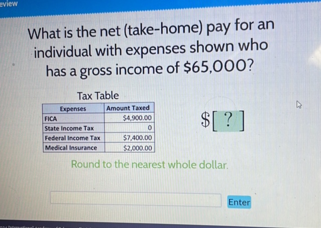eview What is the net (take-home) pay for | StudyX