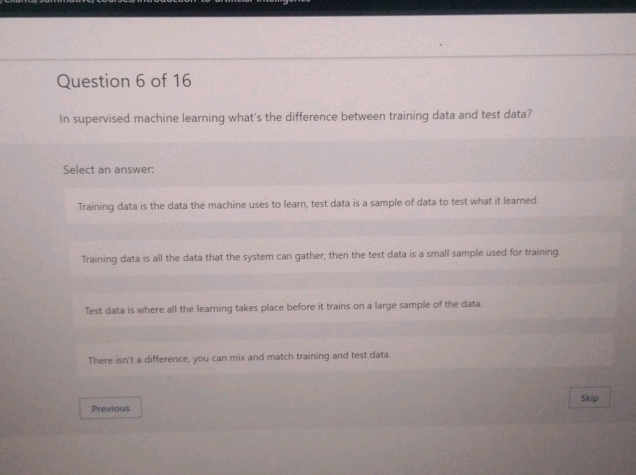 Question 6 of 16 In supervised machine | StudyX
