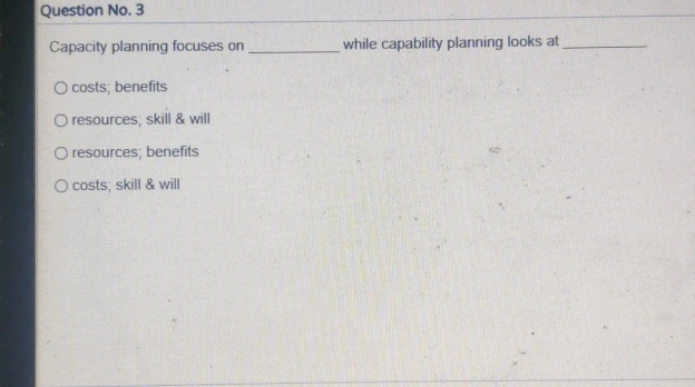 Question No 3 Capacity planning focuses on | StudyX