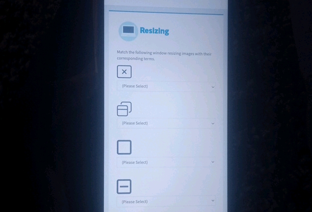 Resizing Match the following window | StudyX