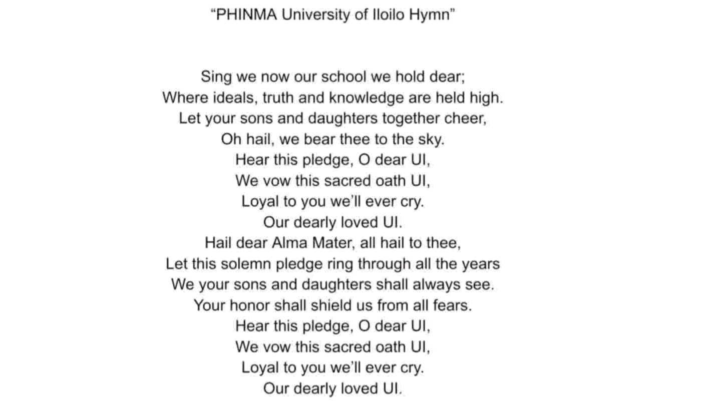 PHINMA University of Iloilo Hymn Sing we now