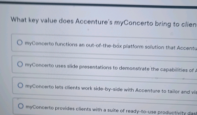 What key value does Accentures myConcerto | StudyX