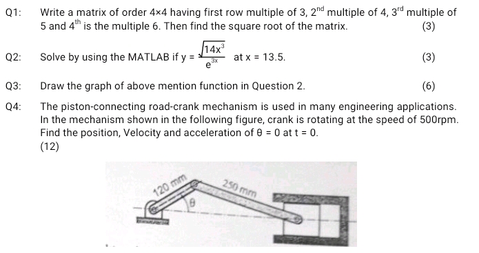 Q1 Write a matrix of order 4 4 having | StudyX