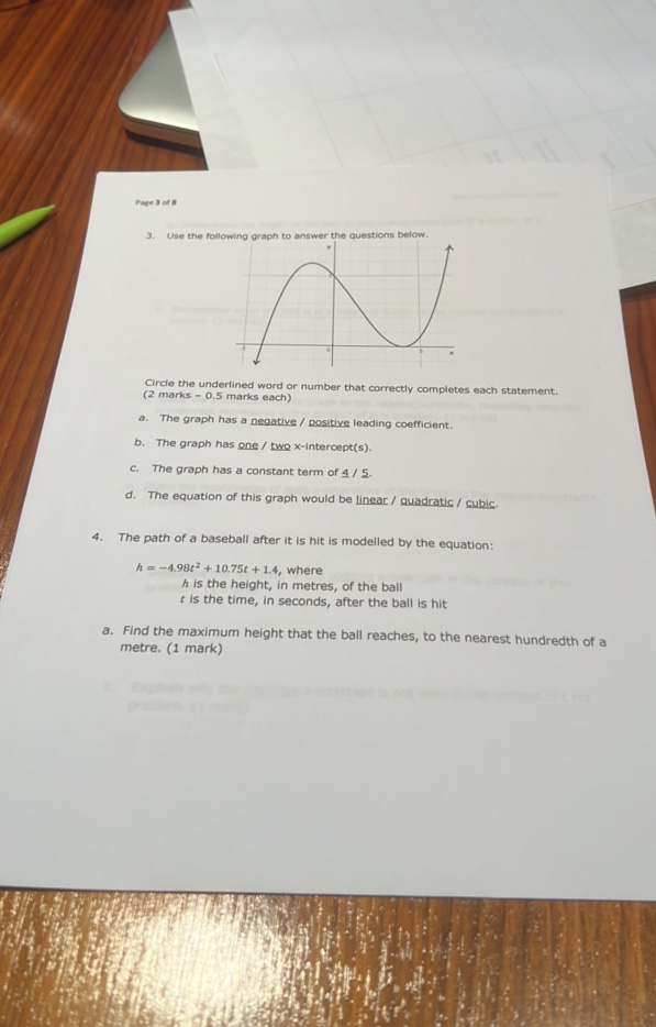 Page of a 3 Use the following graph to | StudyX