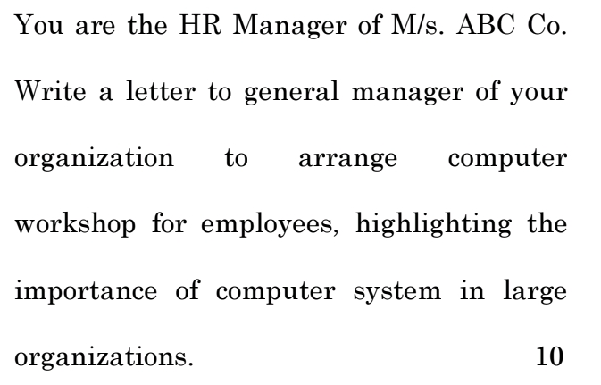 You are the HR Manager of M/s ABC Co Write | StudyX