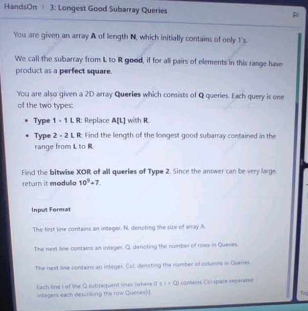 HandsOn 3 Longest Good Subarray Queries | StudyX