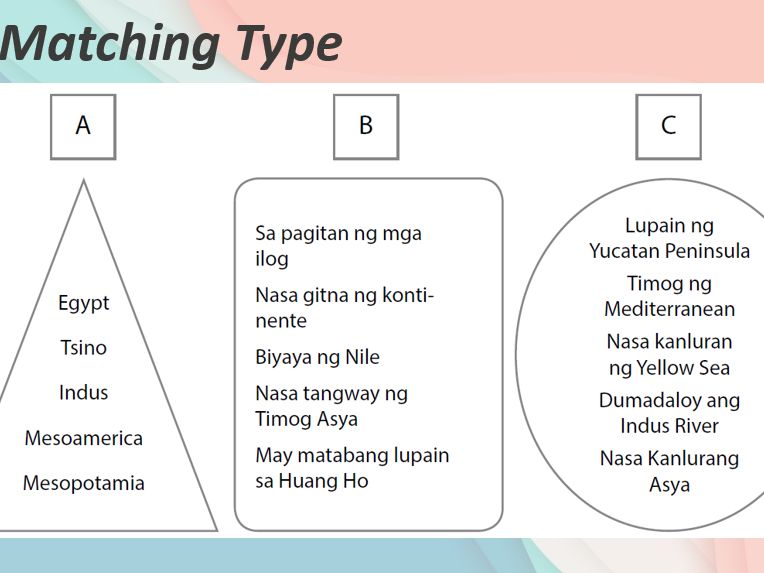 Matching Type A Egypt Tsino Indus | StudyX