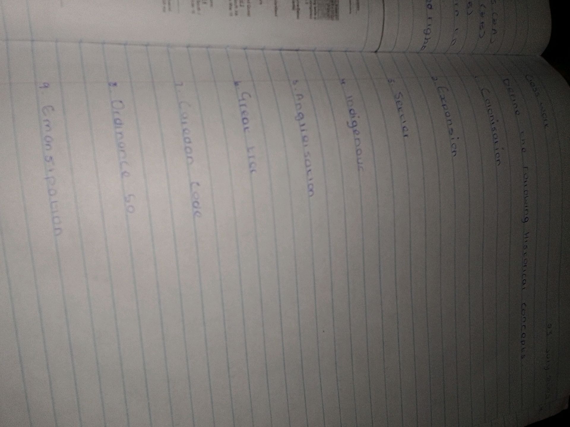 Define the following historical concepts: | StudyX