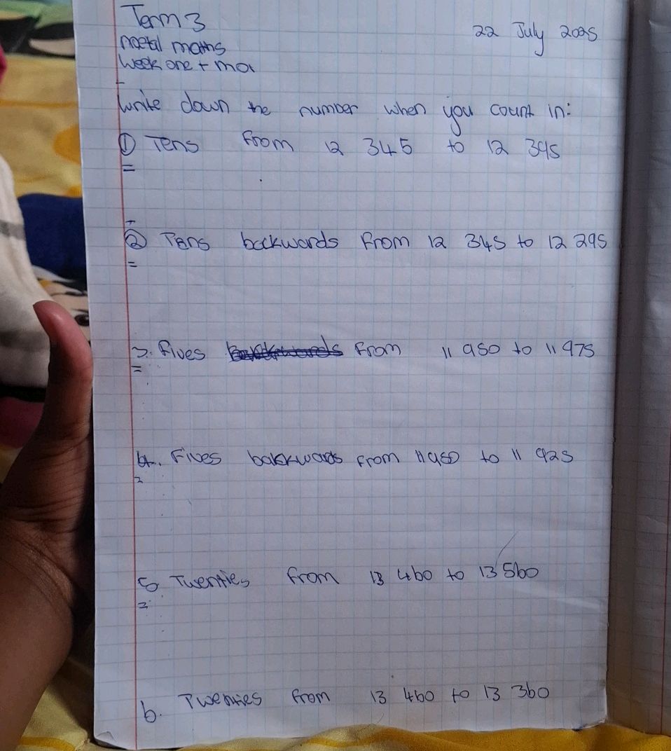 Write down the number when you count in: 1. | StudyX