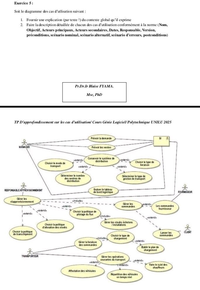 Exercice 5: Soit le diagramme des cas | StudyX