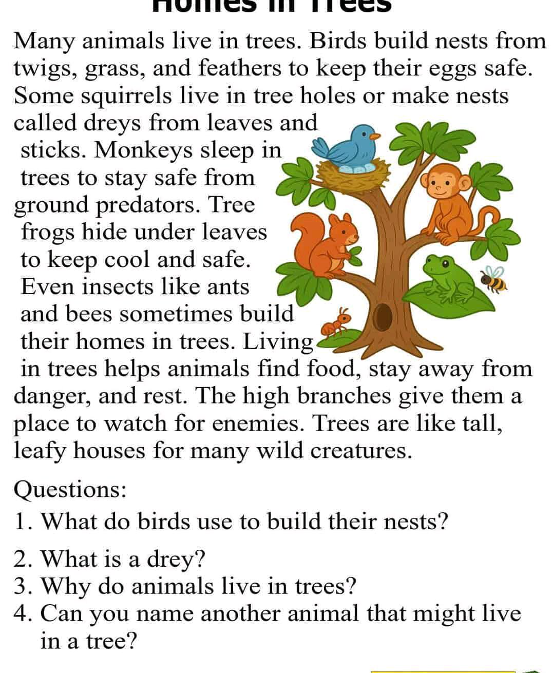 Questions: 1. What do birds use to build | StudyX